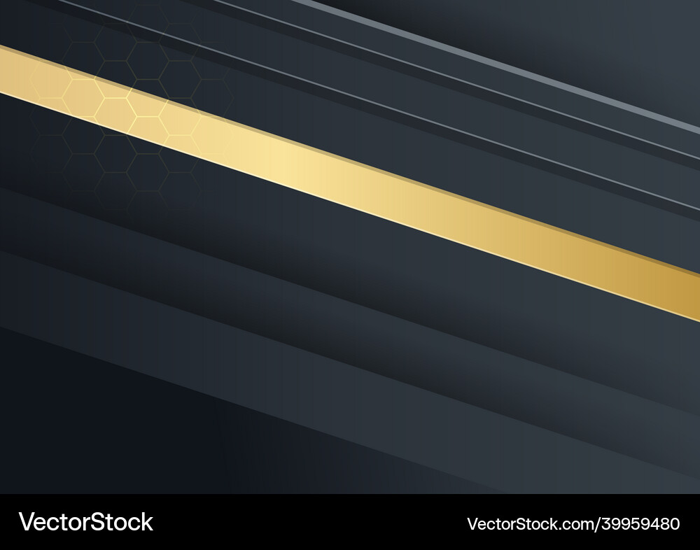 Elegant navy black gold background with overlap Vector Image
