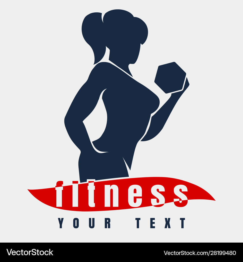 Fitness logo with training woman Royalty Free Vector Image