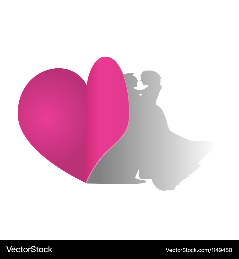 Heart paper with couple shadow concept Royalty Free Vector