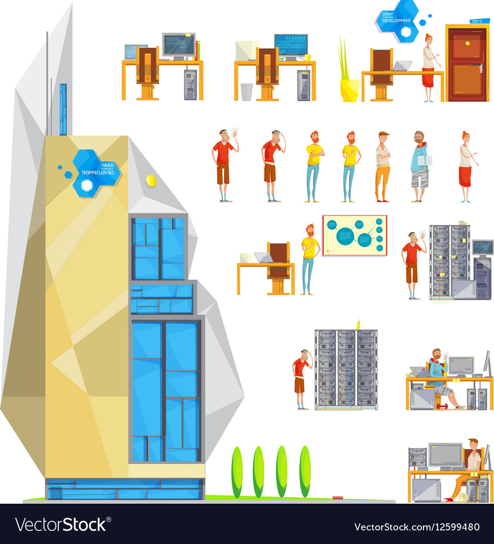 It office constructor set Royalty Free Vector Image
