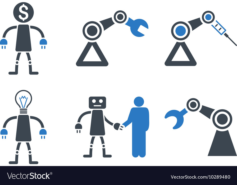 Robot Flat Icons Royalty Free Vector Image - VectorStock