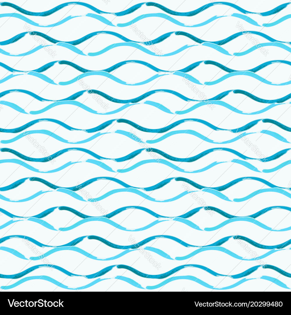 Seamless pattern with hand drawn brush waves Vector Image