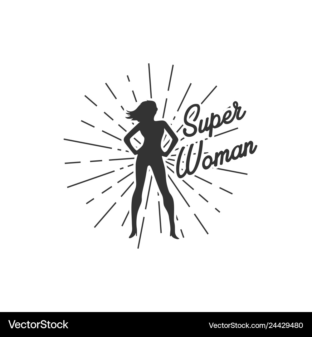 Super woman with sunburst Royalty Free Vector Image