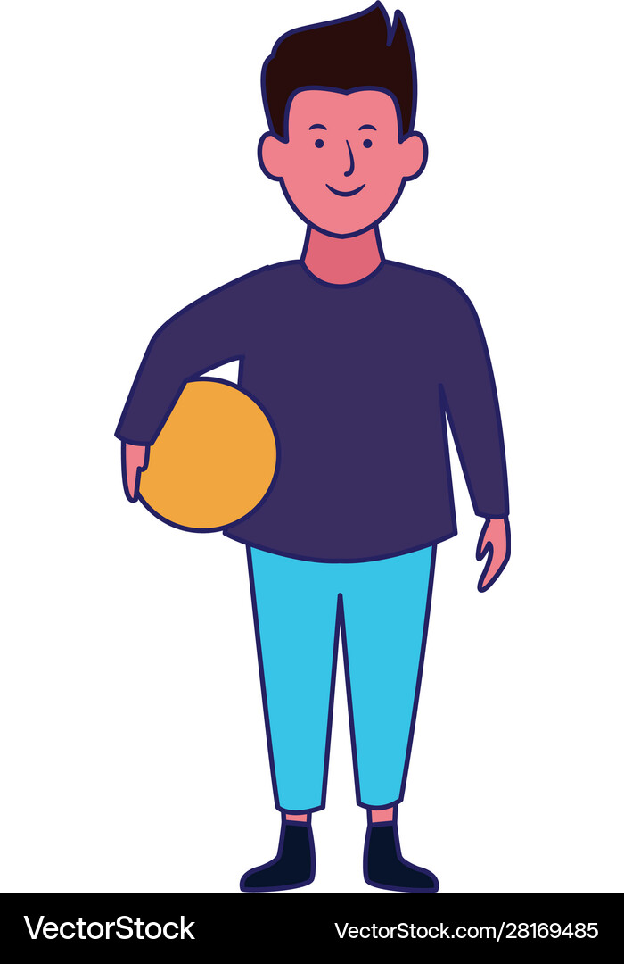 Cartoon boy with a ball icon flat design Vector Image