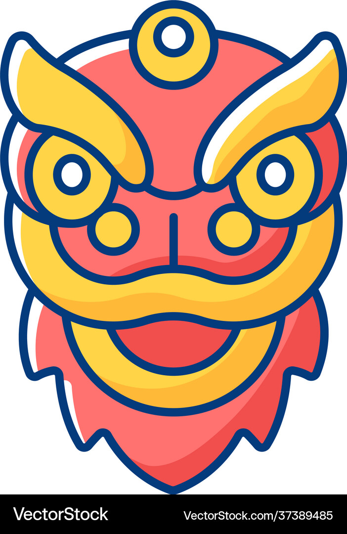 Dragon dance rgb color icon Royalty Free Vector Image