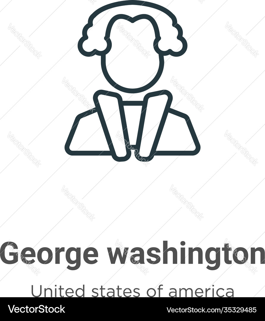 George washington outline icon thin line black Vector Image