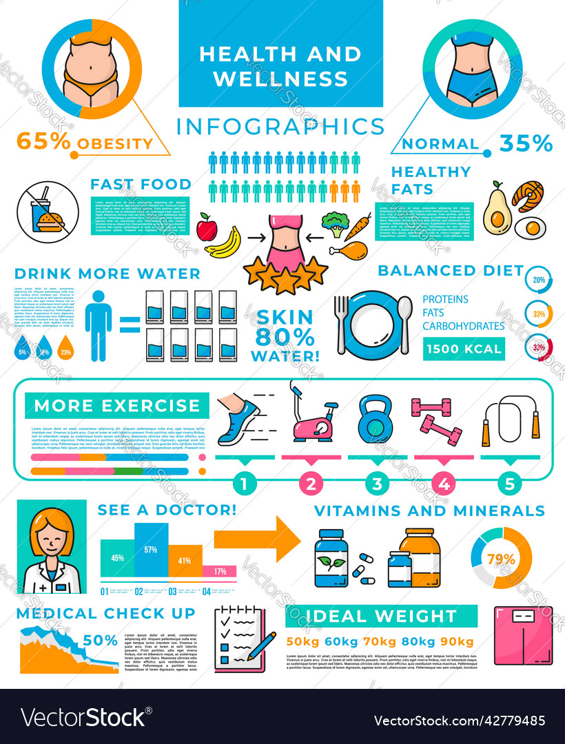 Health diet wellness infographics healthy food Vector Image