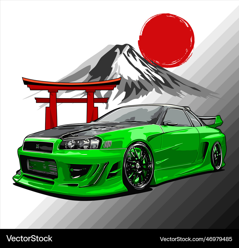 Jdm car template for graphic design Royalty Free Vector