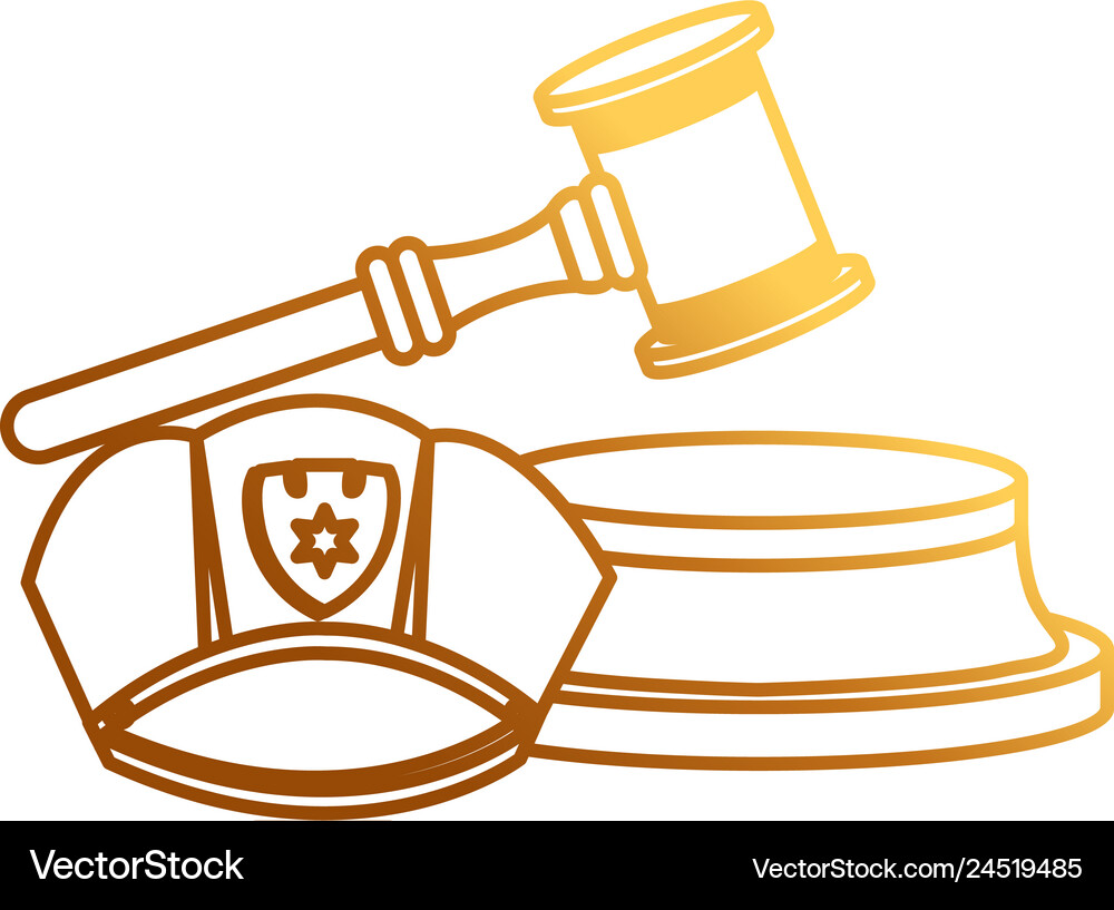Justice hammer with police hat Royalty Free Vector Image