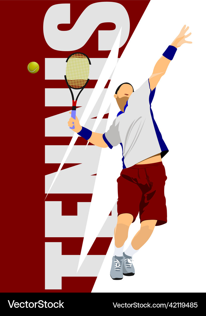 Man tennis players colored Royalty Free Vector Image