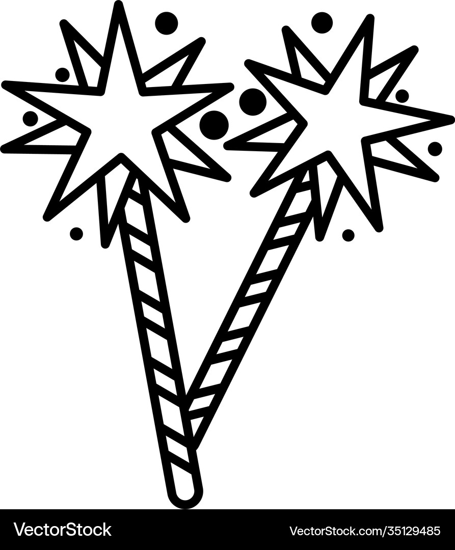 Party fireworks sticks line style icon Royalty Free Vector