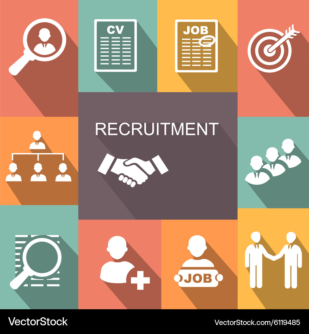 Recruitment poster icons set Royalty Free Vector Image
