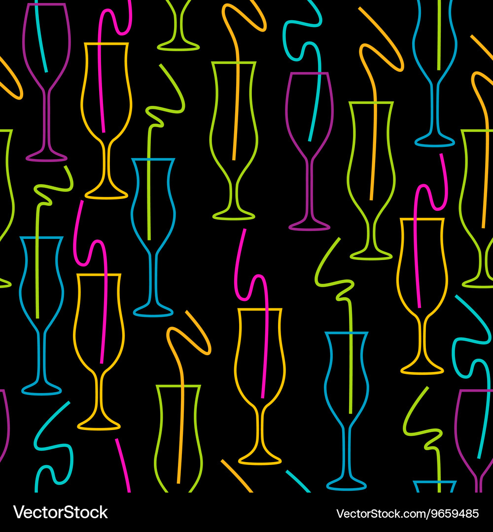 Seamless pattern of glasses neon colors Royalty Free Vector