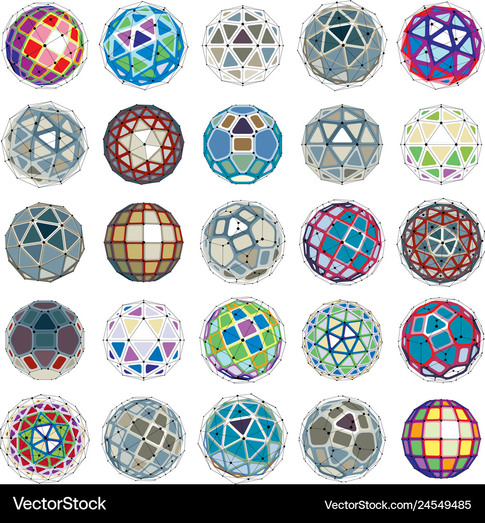 Set of perspective technology shapes polygonal Vector Image