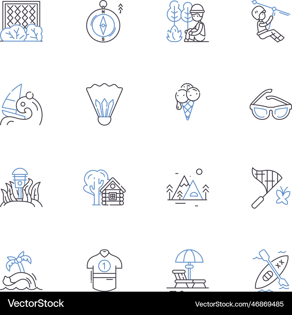 Weekend line icons collection relaxation Vector Image