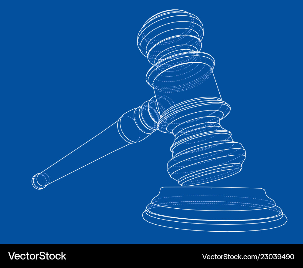 3d outline gavel rendering of Royalty Free Vector Image
