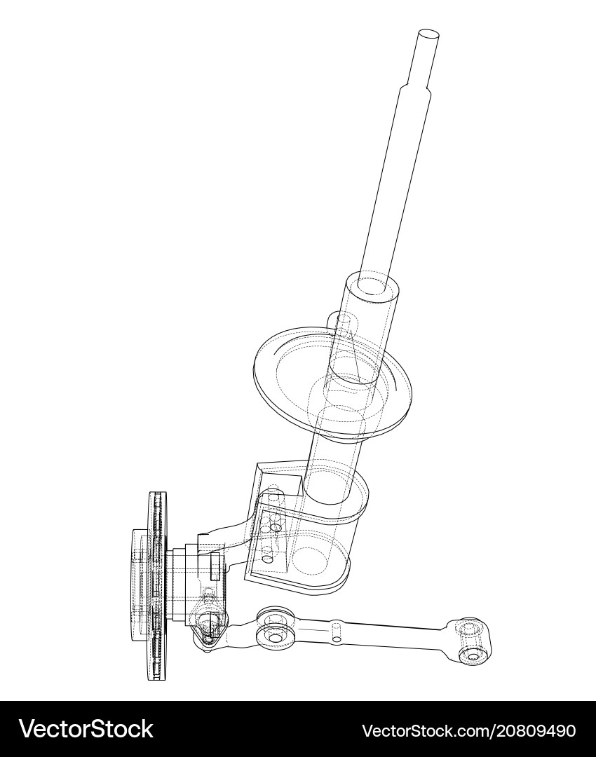 Car dampers with brake disc outline Royalty Free Vector