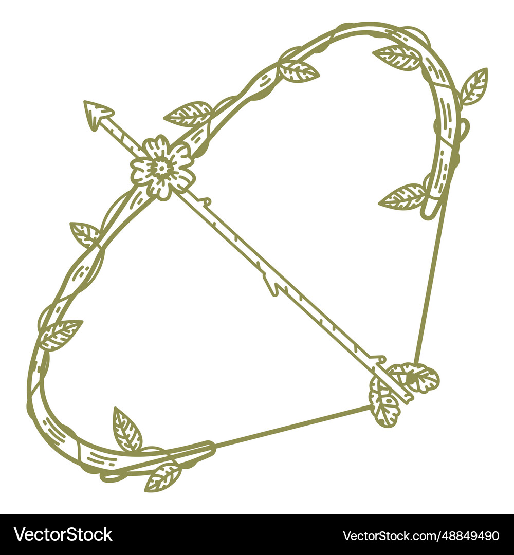 Floral bow and arrow archery Royalty Free Vector Image
