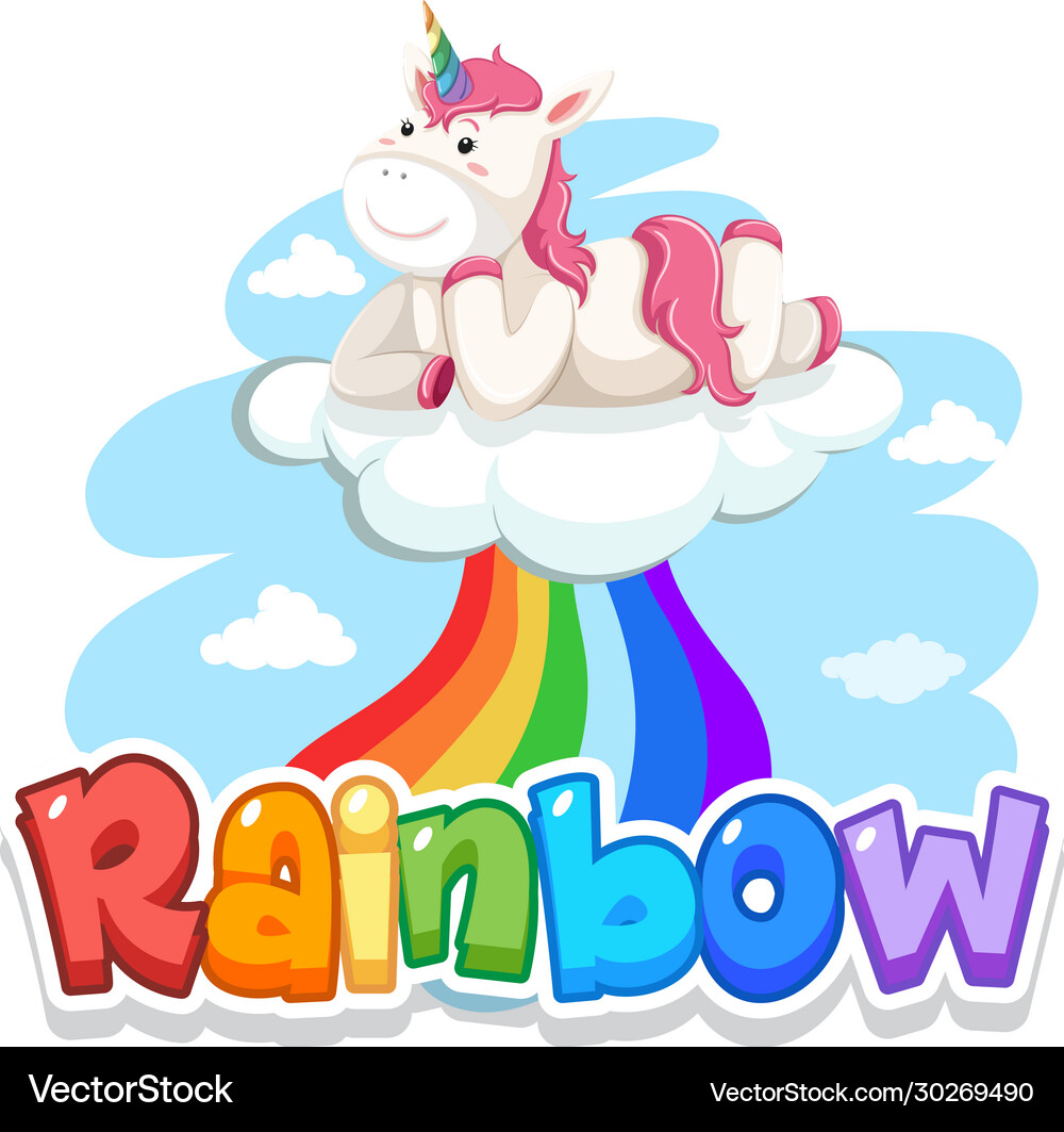 Font design for word rainbow with rainbow Vector Image