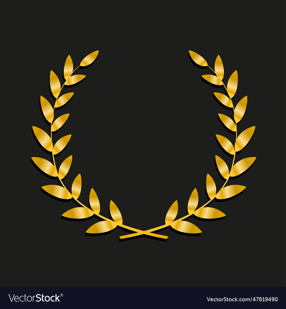 Gold award laurel wreath symbol victory triumph Vector Image