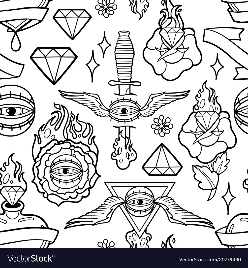 Graphic old school pattern Royalty Free Vector Image