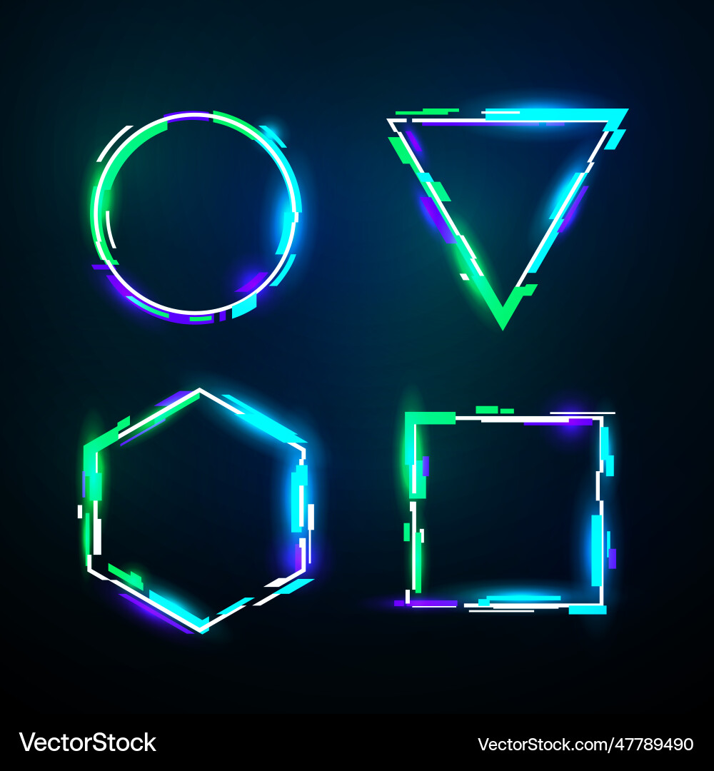 Green futuristic cyber shape set Royalty Free Vector Image
