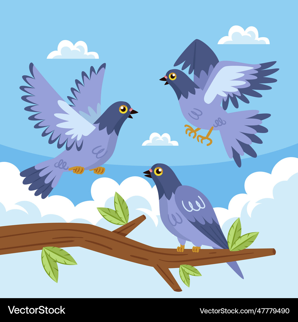 Hand drawn cartoon pigeon Royalty Free Vector Image