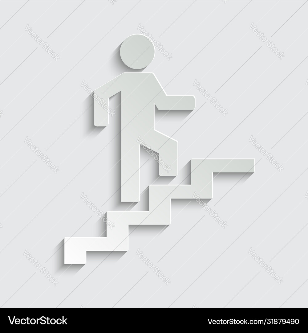 Man on stairs going up people icon for apps Vector Image