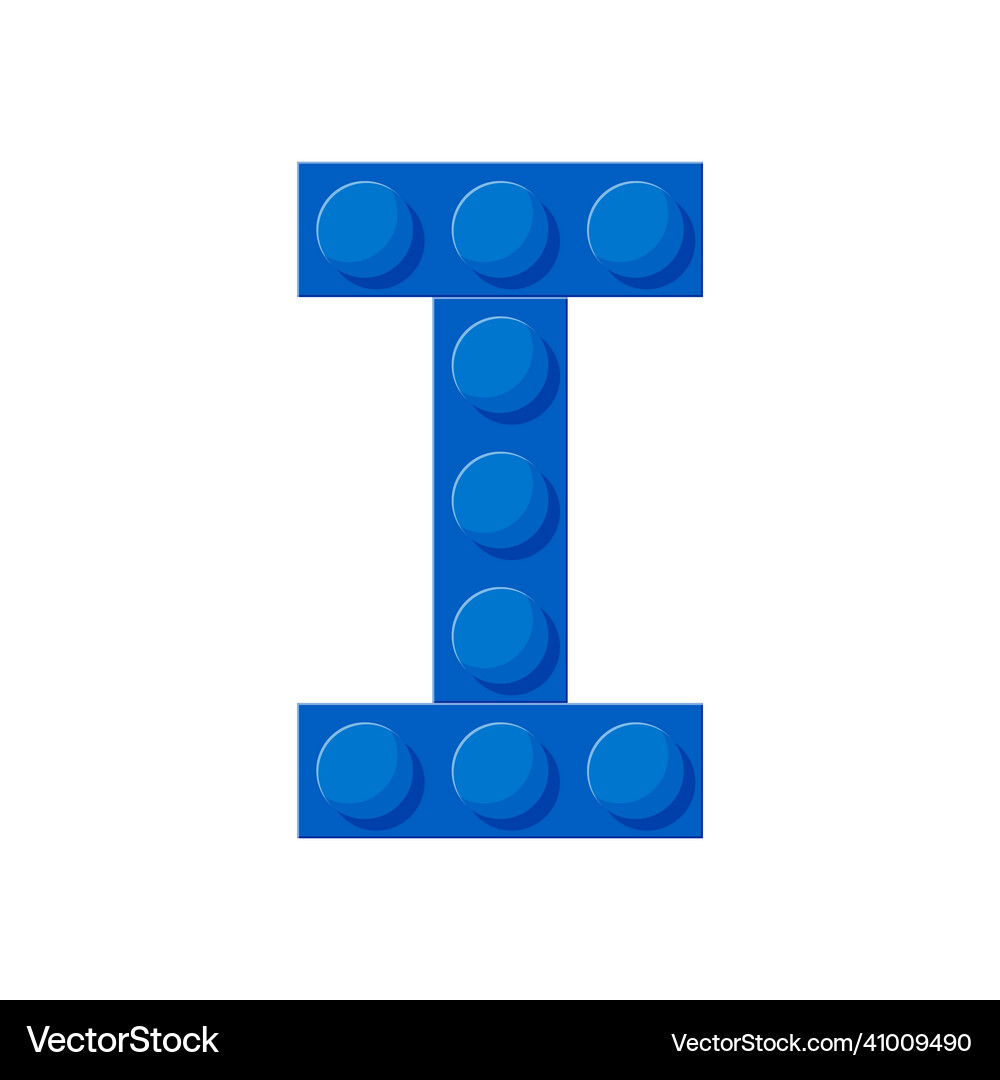 Plastic building blocks alphabet the letter i Vector Image