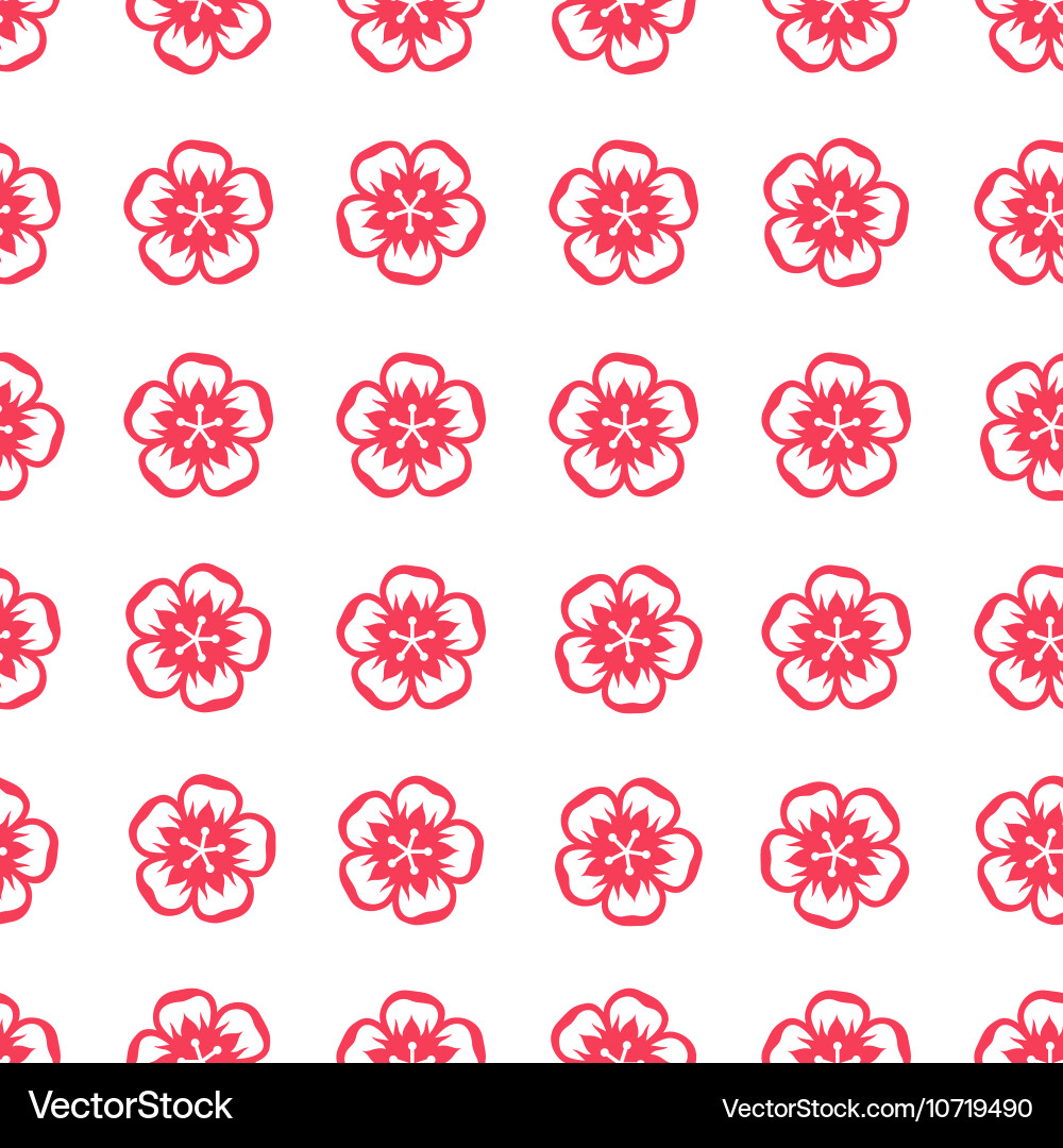 Seamless pattern with sakura flowers in chinese Vector Image
