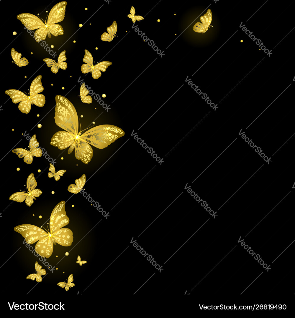 Shiny decorative golden butterflies Royalty Free Vector