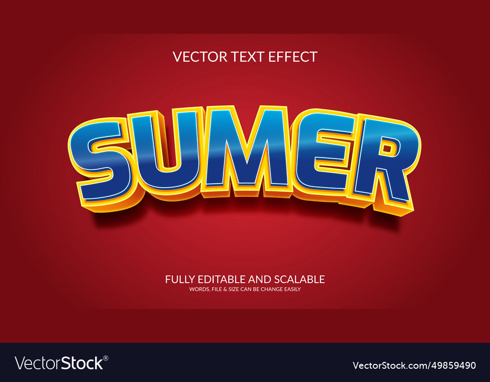 Summer 3d text effect Royalty Free Vector Image