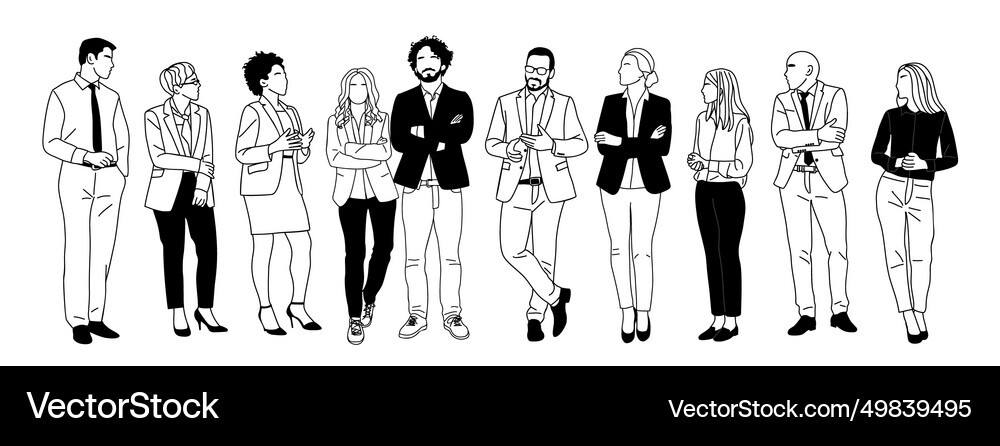 Business team members standing set isolated Vector Image