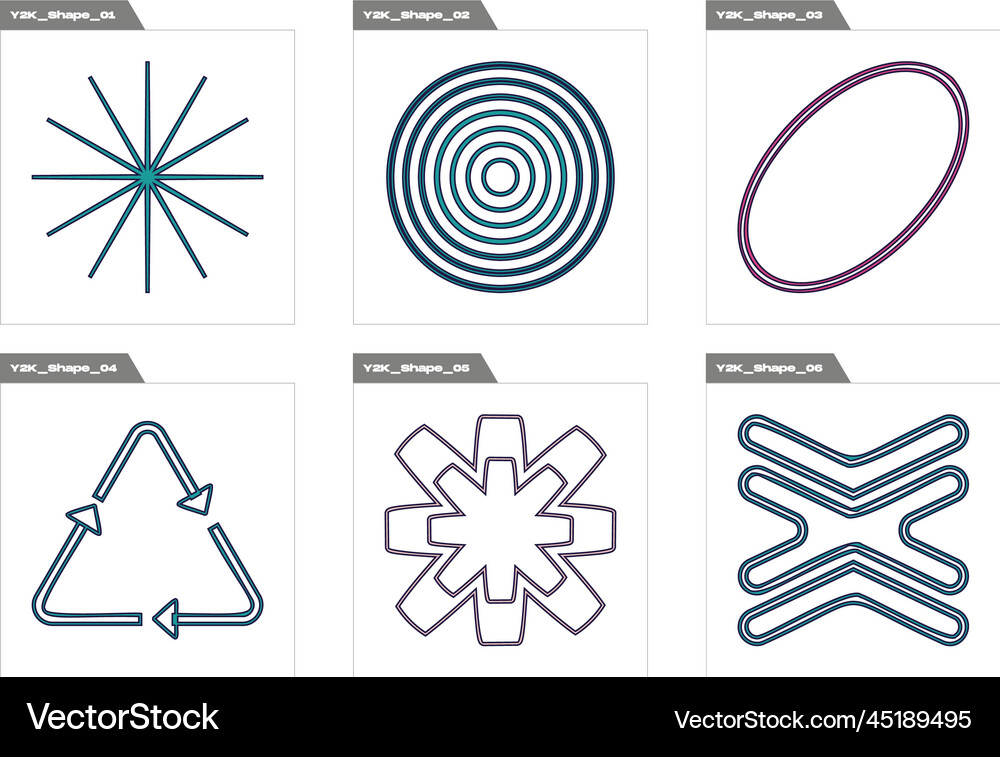 Collection of y2k elements extraordinary graphic Vector Image