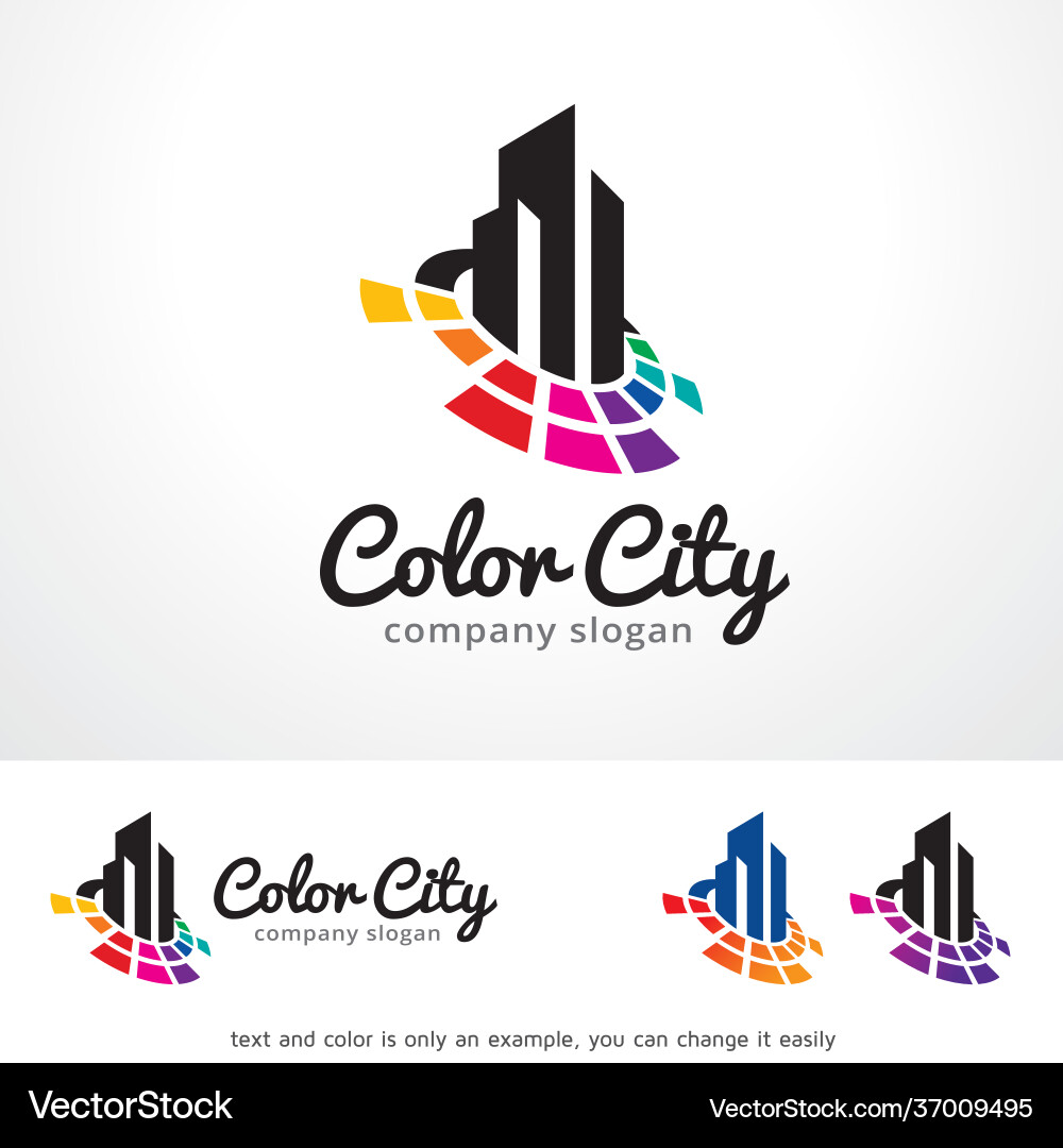 Color city logo template design Royalty Free Vector Image