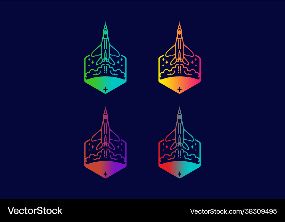 Colorful gradient color flying jet line art Vector Image