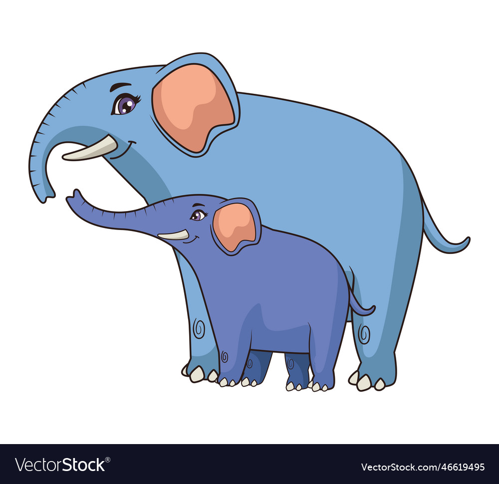 Cute elephant mom and baby Royalty Free Vector Image