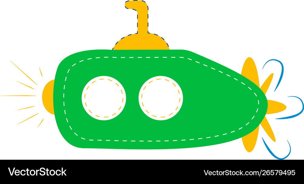 Green submarine on white background Royalty Free Vector