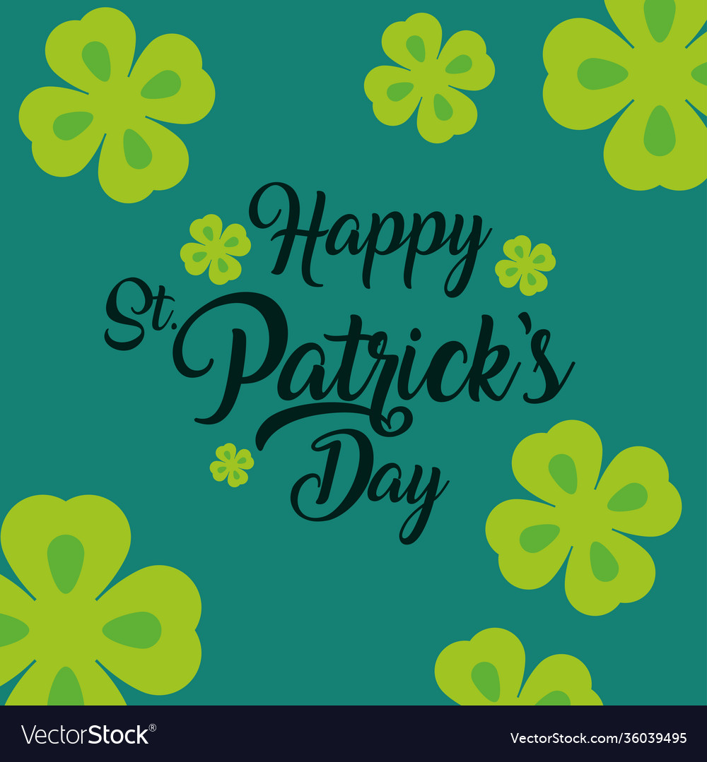 Happy St Patricks Day Luck Clovers Hand Drawn Vector Image