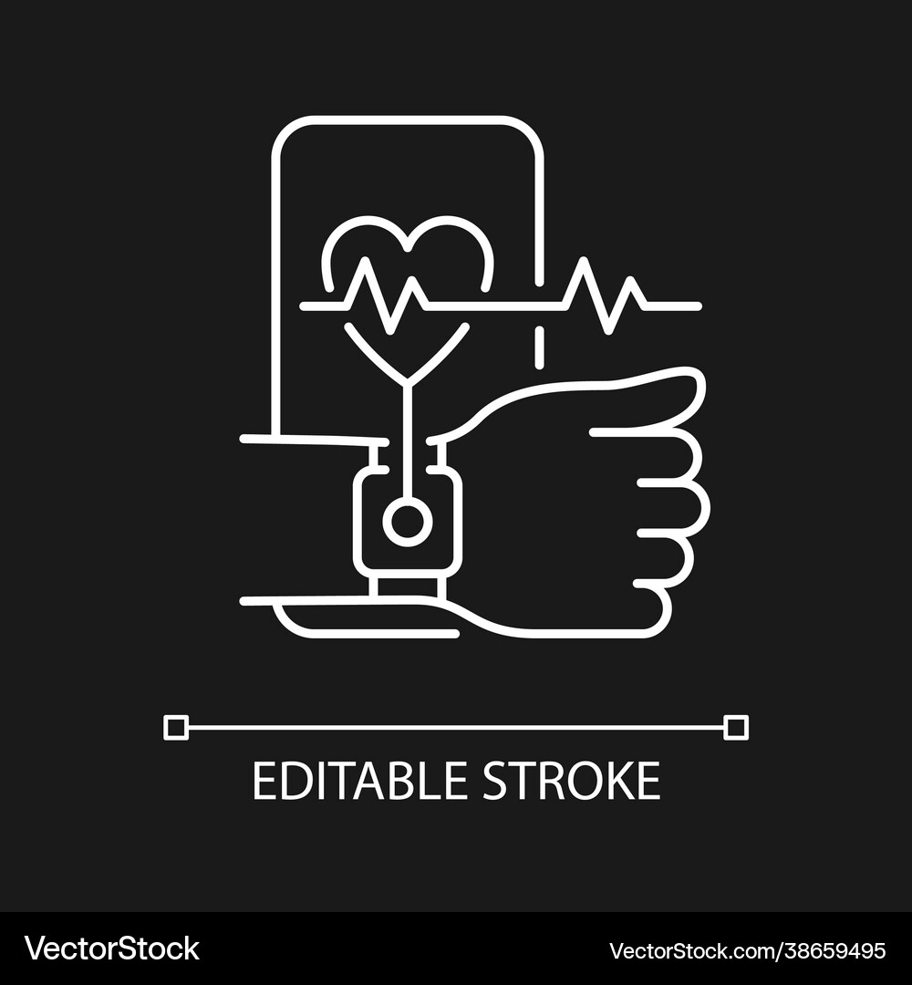 Health tracking white linear icon for dark theme Vector Image