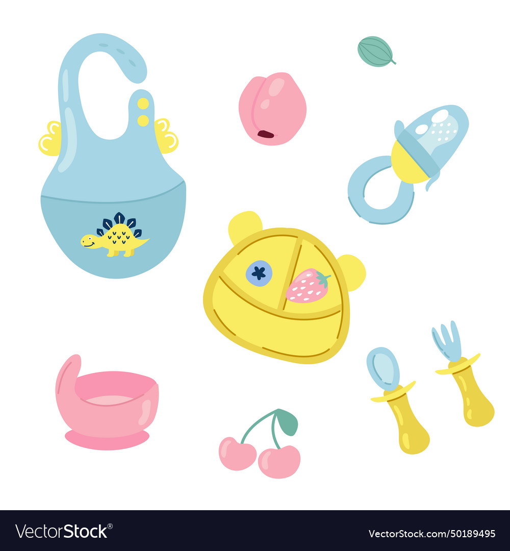 Set of children dishes Royalty Free Vector Image Set of children dishes Royalty Free Vector Image