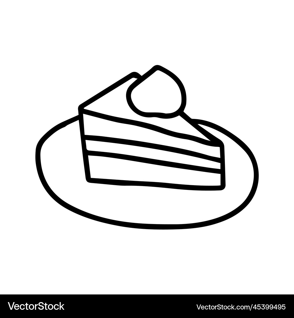 Slice of cake on plate Royalty Free Vector Image