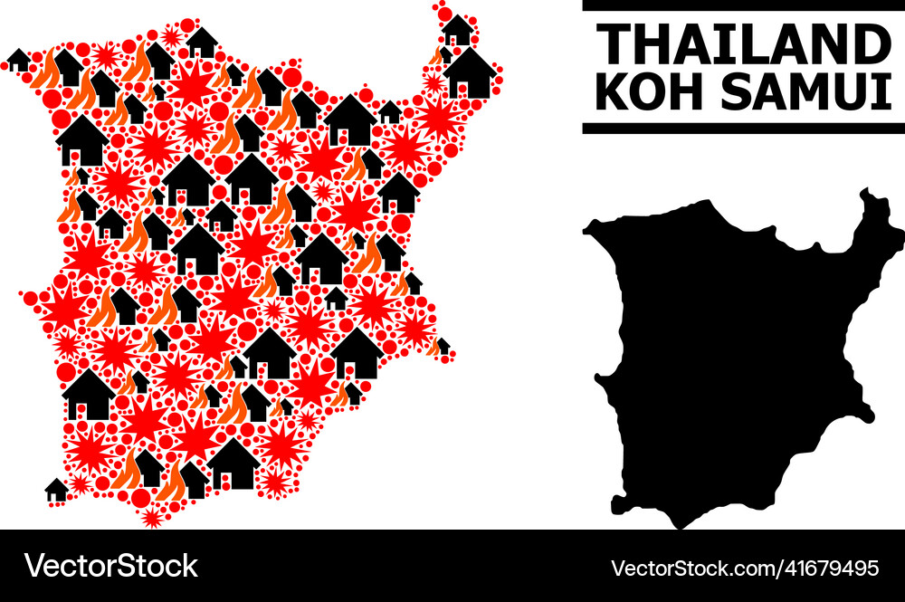 War mosaic map of koh samui Royalty Free Vector Image