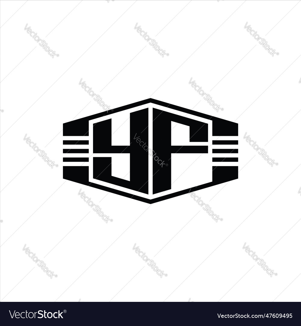 Yf letter logo monogram hexagon emblem shape Vector Image