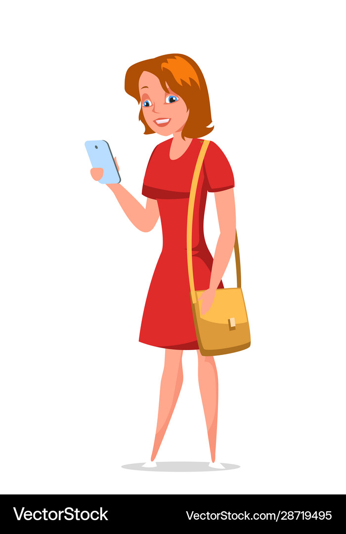 Young woman with phone flat Royalty Free Vector Image