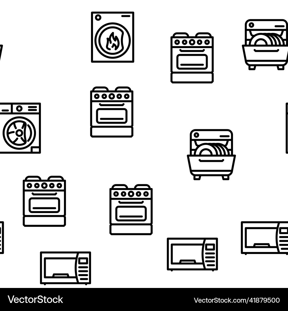 Appliances domestic technology seamless Royalty Free Vector