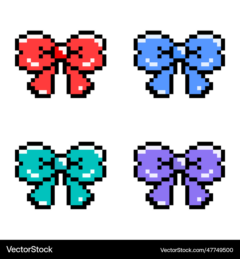 Bow ribbon pixel art 8bit present ribbon Vector Image
