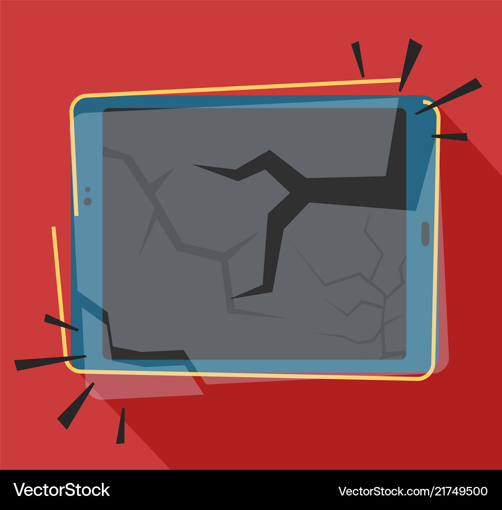 Cracked display of smart phone tablet Royalty Free Vector