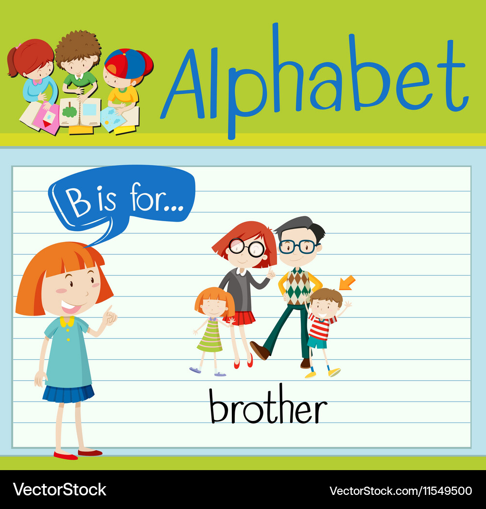 Flashcard alphabet b is for brother Royalty Free Vector