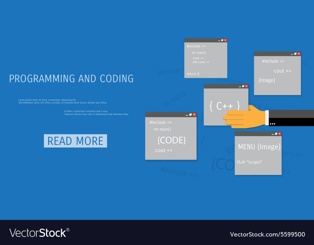 Flat concept of programming and coding Royalty Free Vector